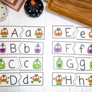 Pumpkin Letter Match Puzzle Printable | Literacy Game | Preschool and ...