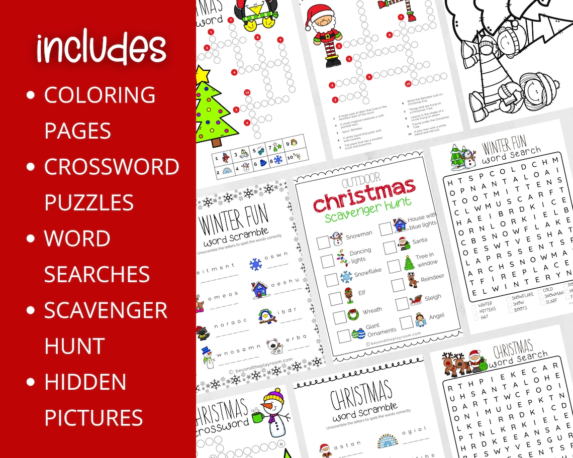 Christmas Games Printable for Kids, Christmas Activity Bundle for Kids ...