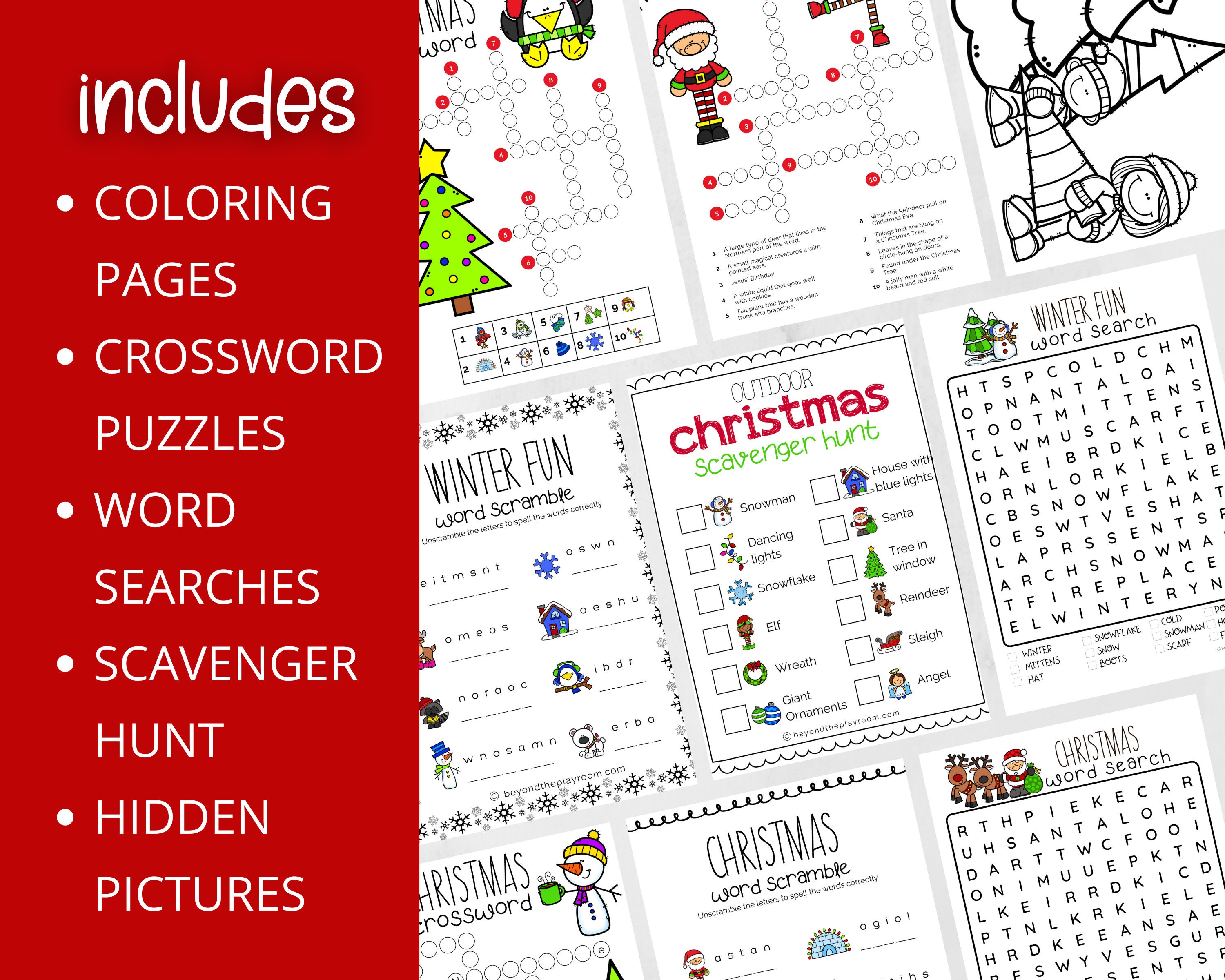 Christmas Games Printable for Kids, Christmas Activity Bundle for Kids ...