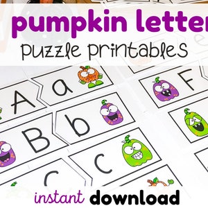 Pumpkin Letter Match Puzzle Printable | Literacy Game | Preschool and ...