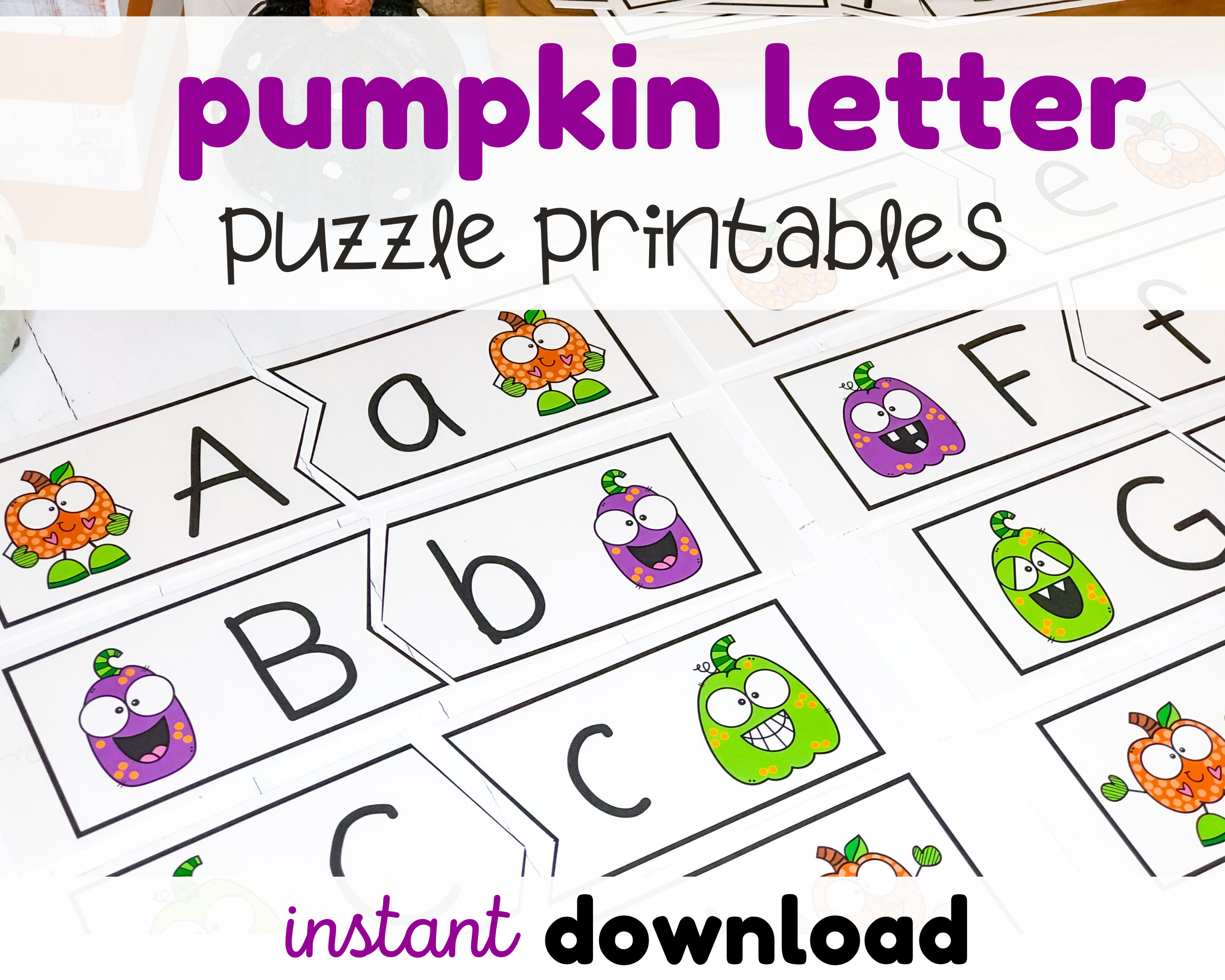 Pumpkin Letter Match Puzzle Printable | Literacy Game | Preschool and ...