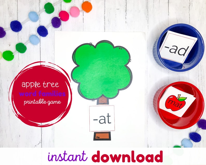 CVC Word Game, Word Family Activity, Apple Theme, Printable, Preschool ...