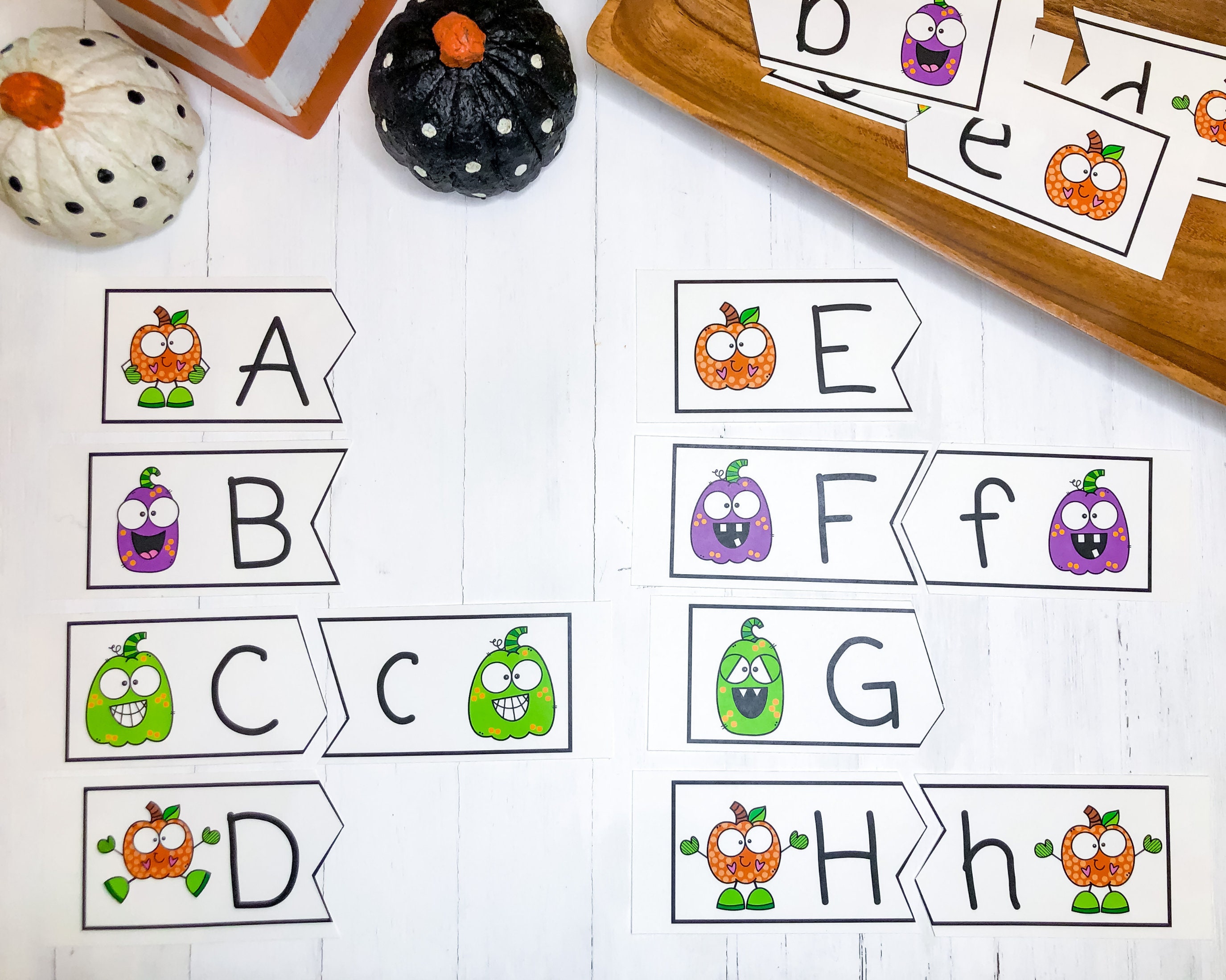 Pumpkin Letter Match Puzzle Printable | Literacy Game | Preschool and ...