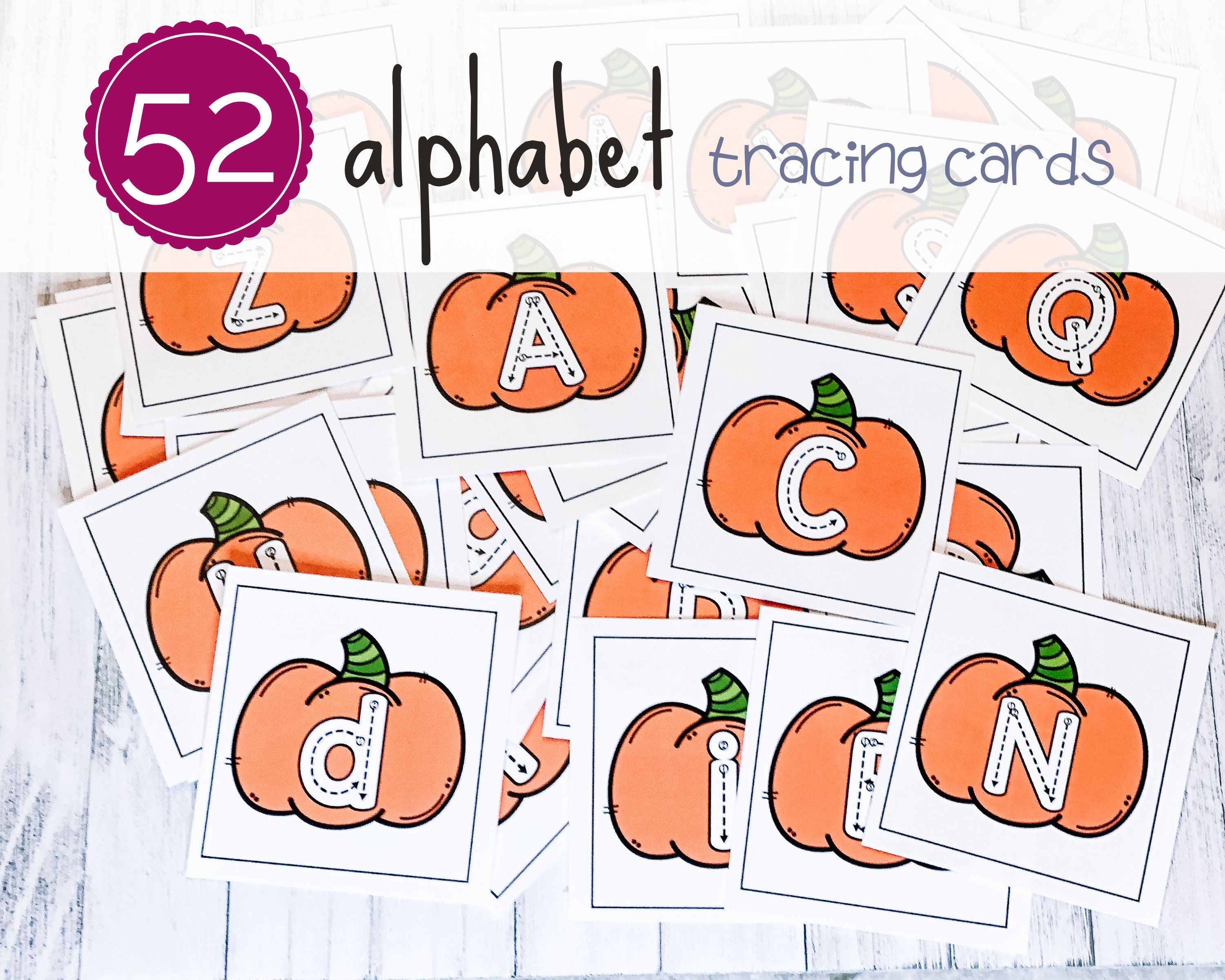 Pumpkin Alphabet Tracing Cards Printable Number Writing | Etsy