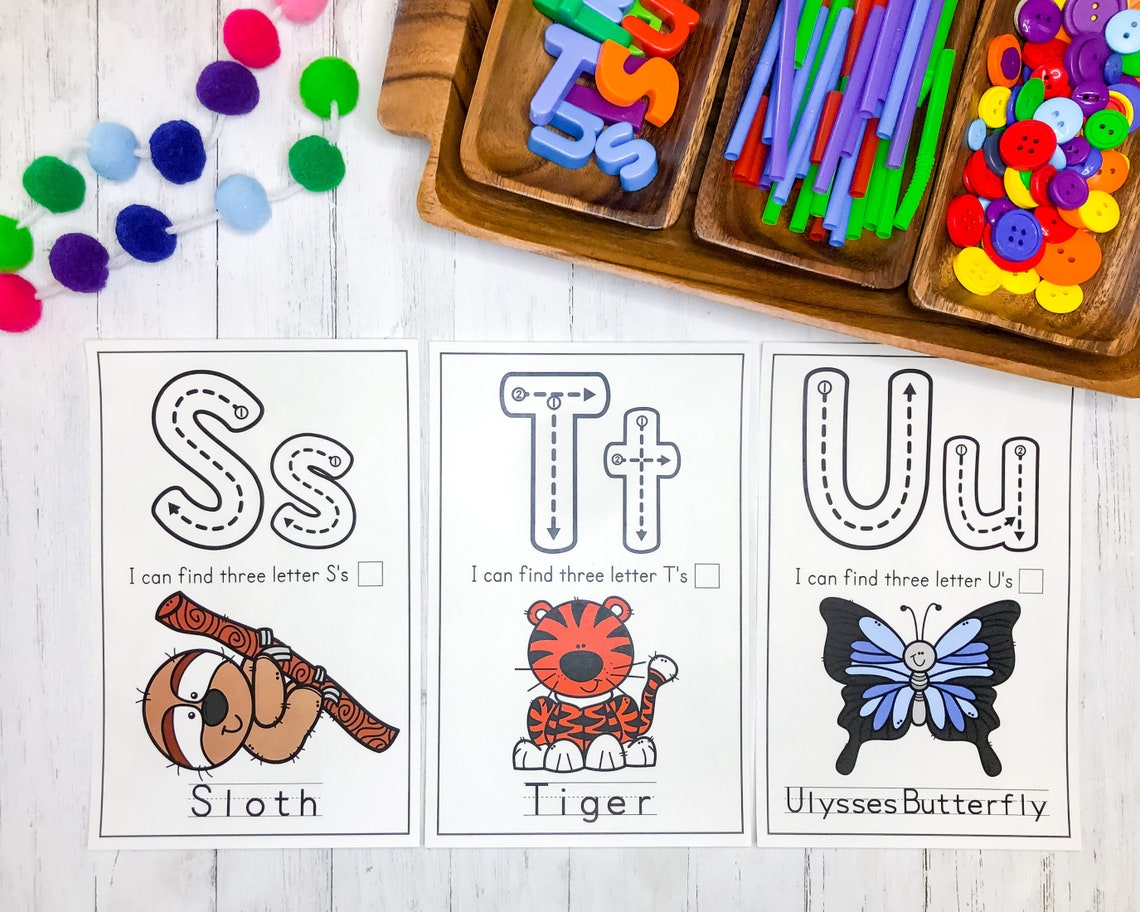 Alphabet Tracing Flashcards, Animal Theme, Printable, Preschool ...