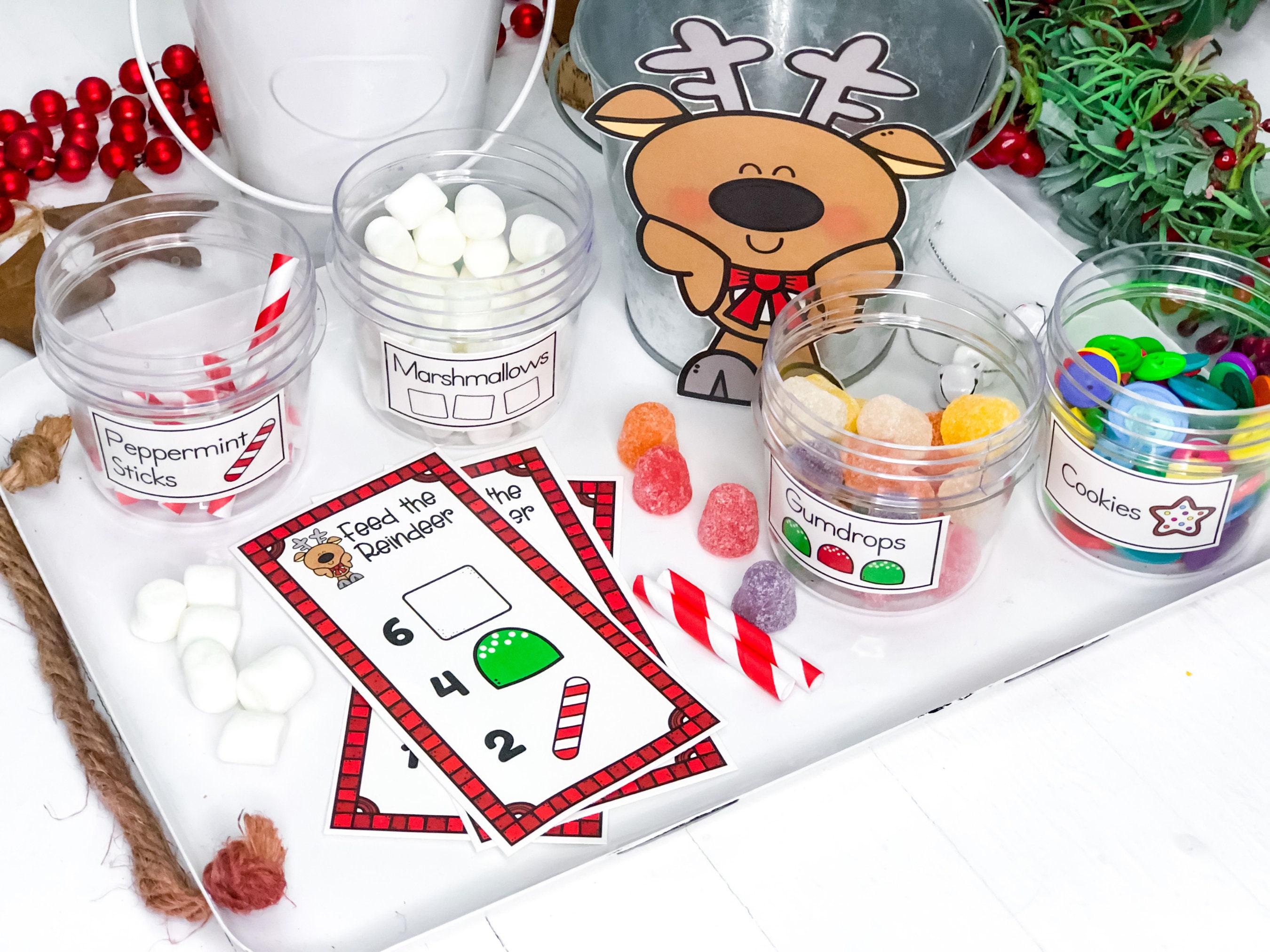 Christmas Activity for Kids, Feed the Reindeer Counting Game, Preschool ...