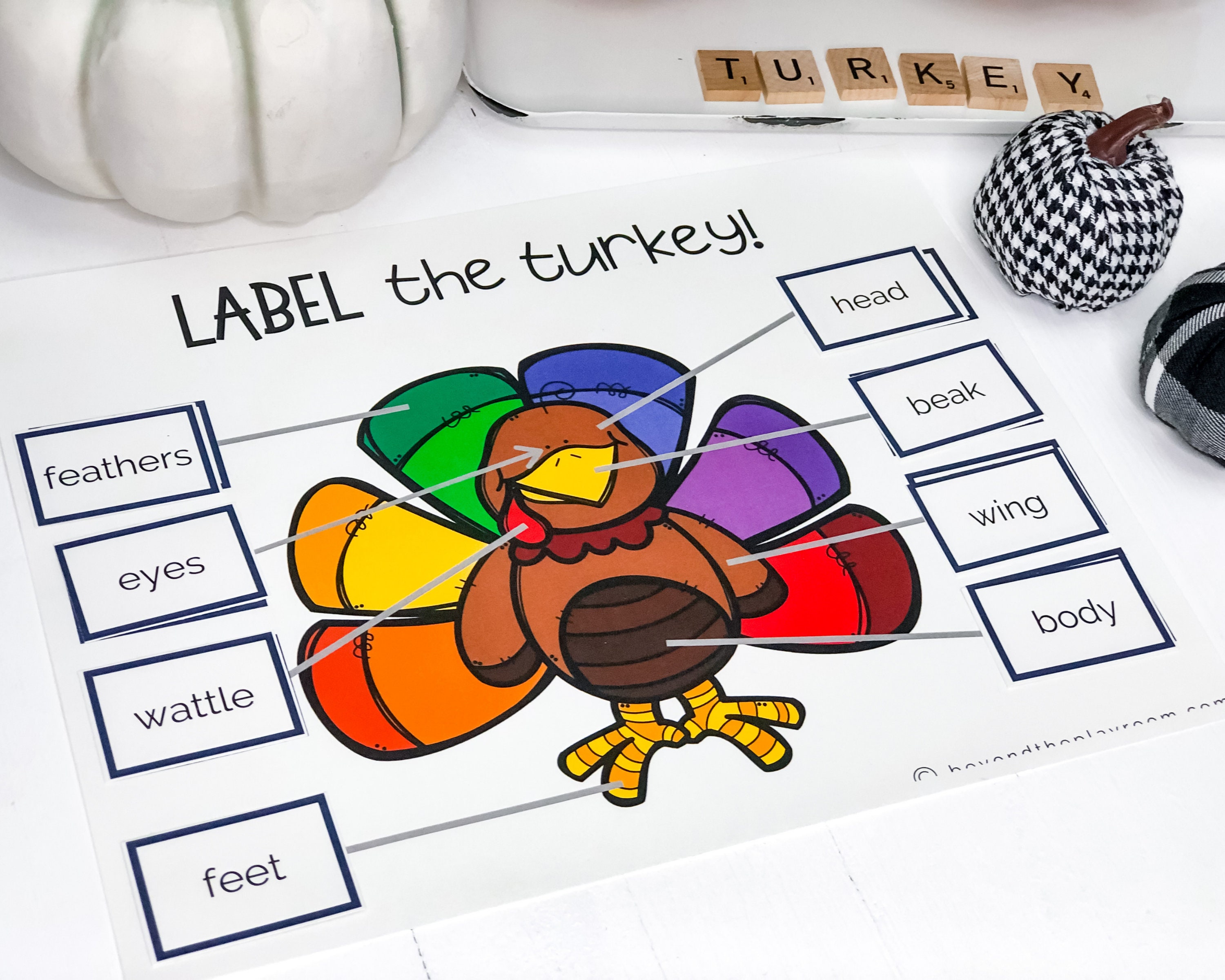Label the Turkey, Turkey Printable for Kids, Thanksgiving Activity ...