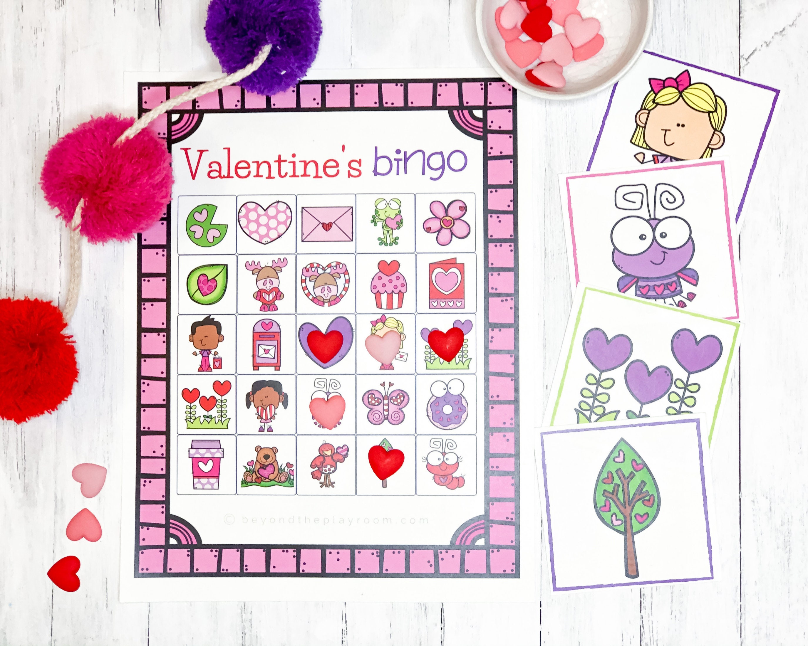 Valentine's Day Bingo Game, Kids Printable Activity, Valentine's Day ...