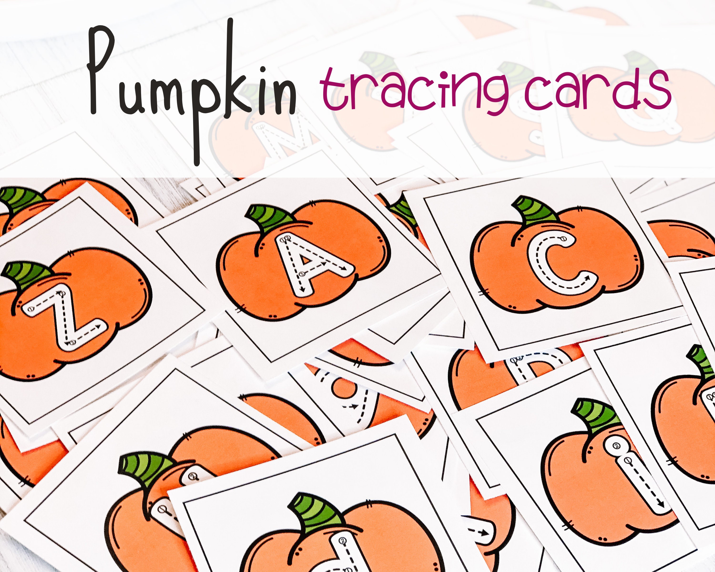 Pumpkin Alphabet Tracing Cards Printable Number Writing | Etsy