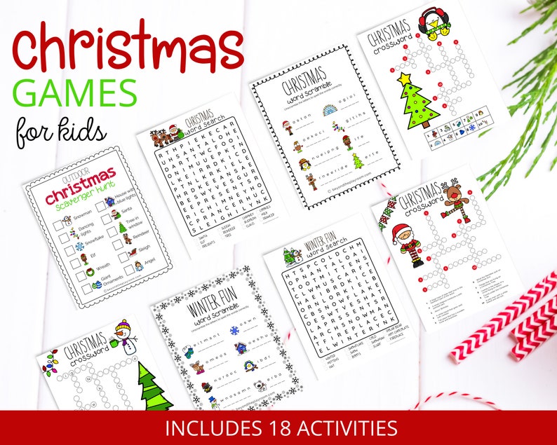 Christmas Games Printable for Kids, Christmas Activity Bundle for Kids ...