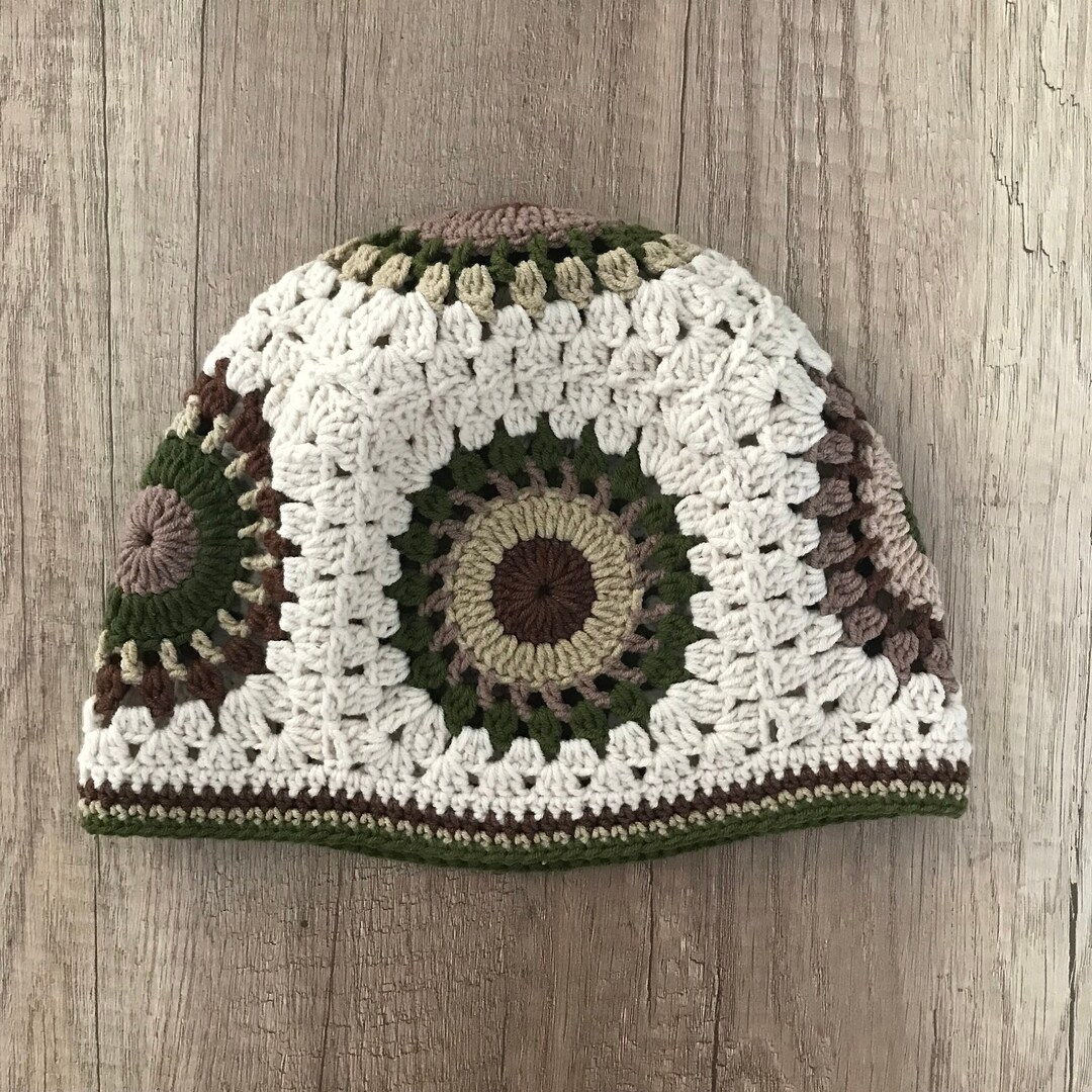 Handmade Granny Square Crochet Beanie: Off-white Winter Hat - Etsy
