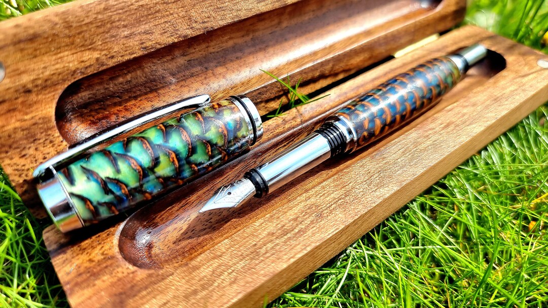 Handmade Fountain Pen With Epoxy Resin and Pine Cones - Unique and ...
