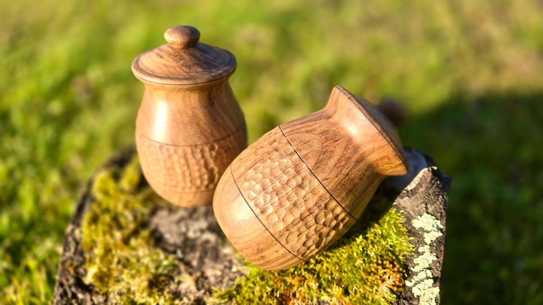 Handcrafted Walnut Wood Storage Jar - Etsy