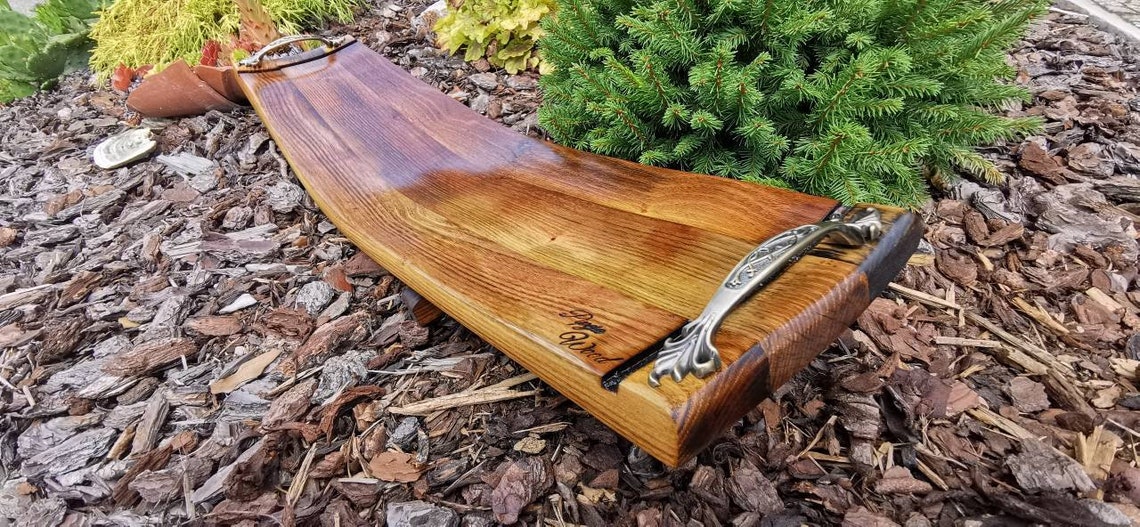 Wooden Serving Board, Board From Old Barrels, Vintage Serving Board ...