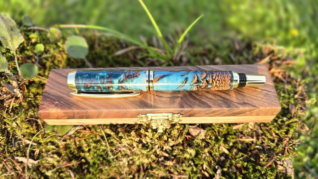 Handmade Fountain Pen With Epoxy Resin and Pine Cones - Unique and ...