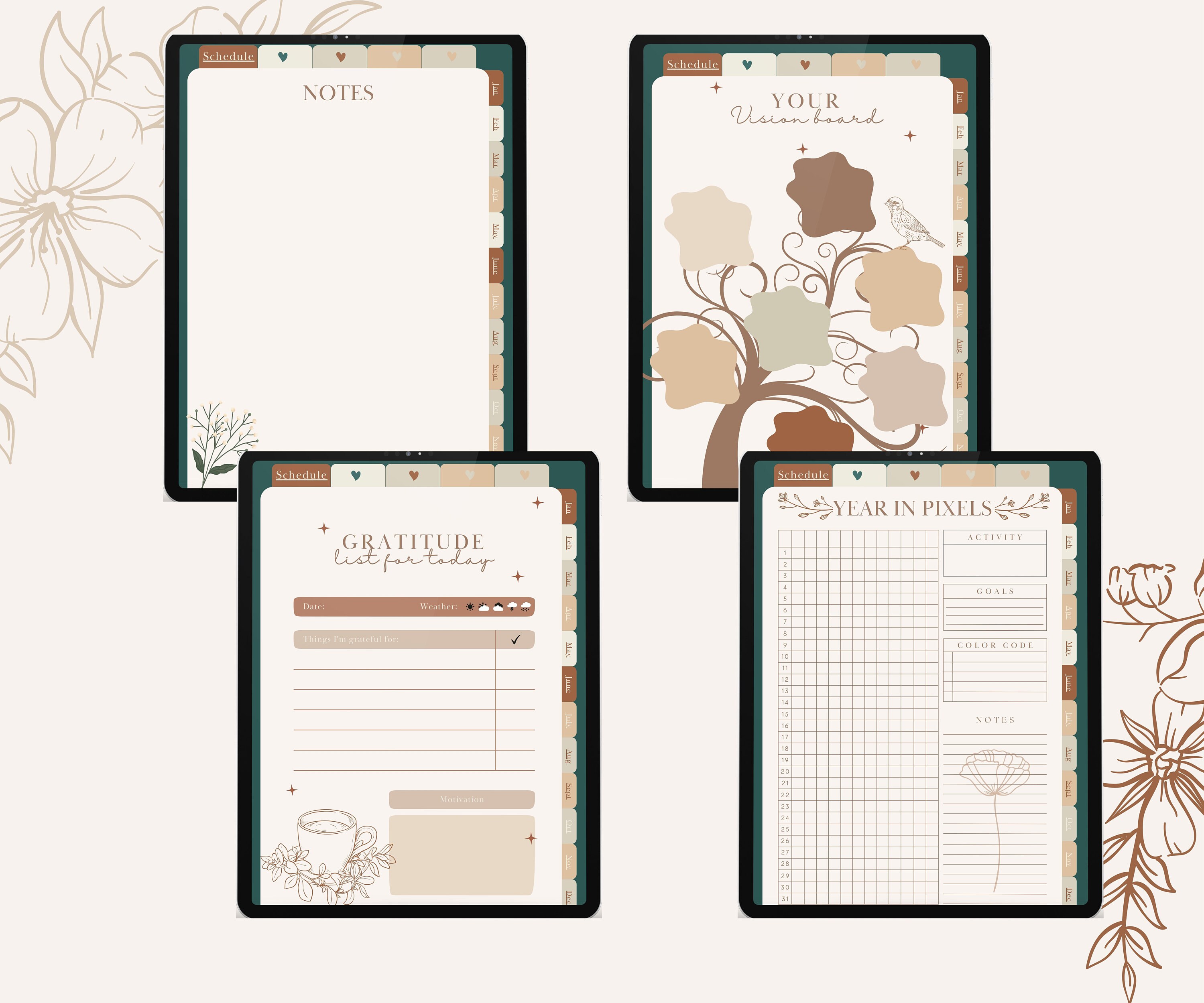 Digital Planner 2023, Boho Planner, Hyperlinked Planner, Goodnotes ...