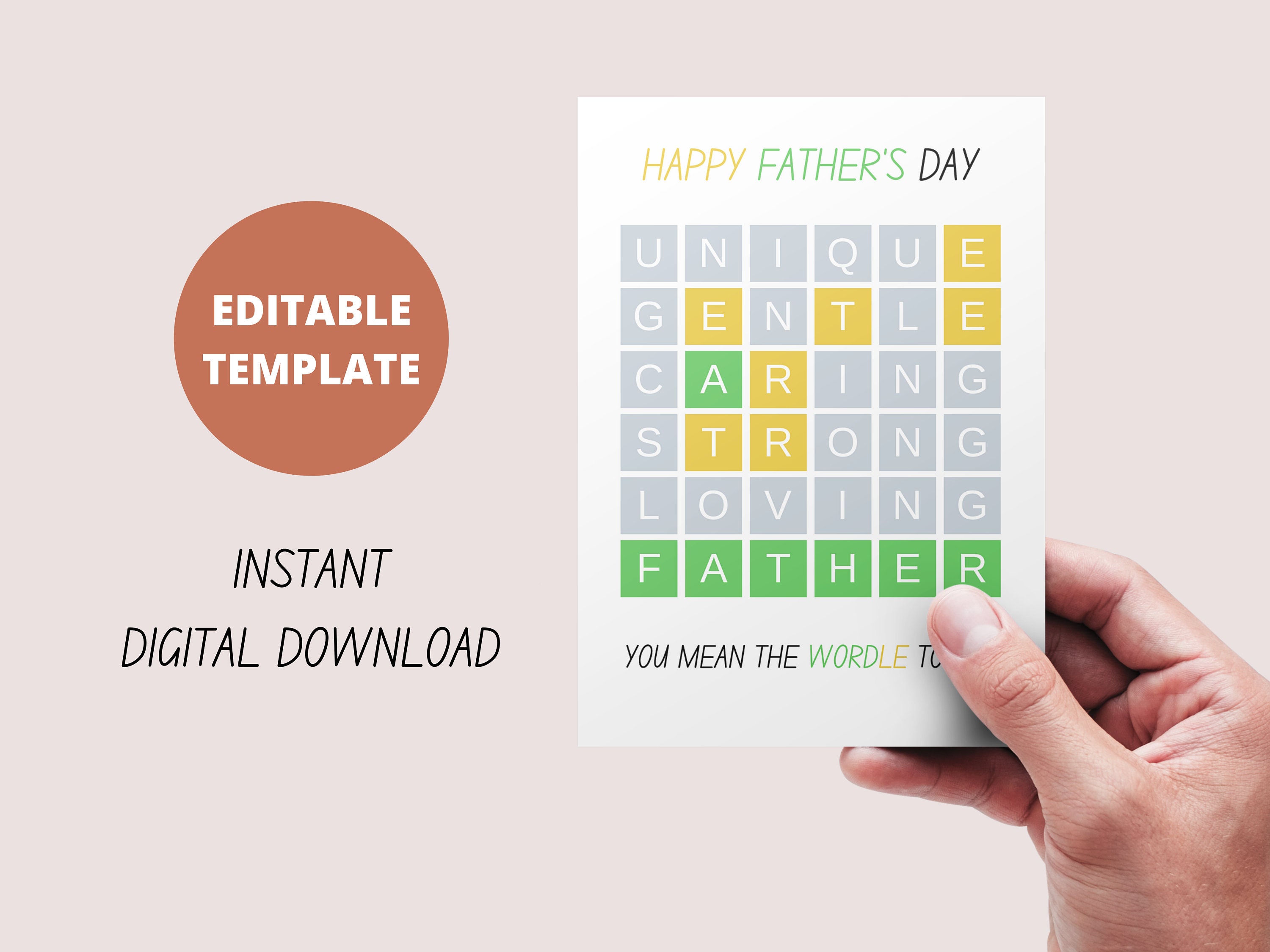 Wordle Themed Fathers Day Card, Editable Custom Fathers Day Card ...