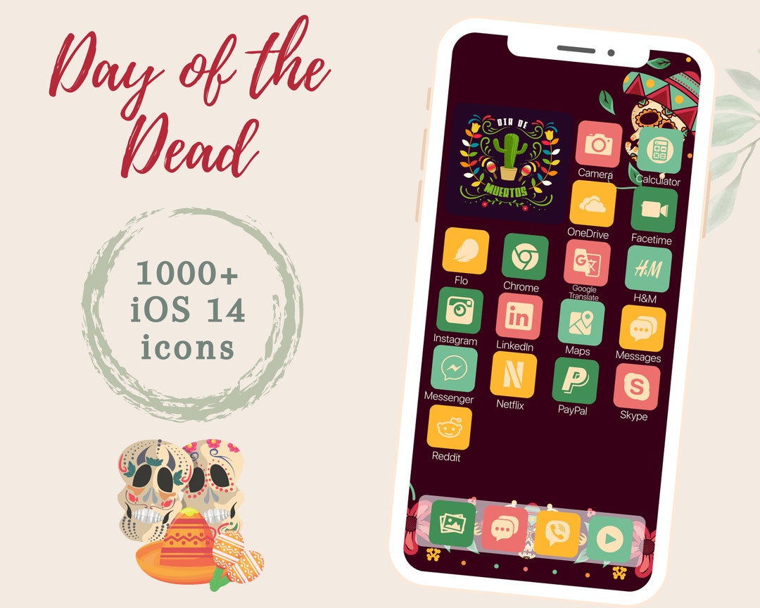 Ios Day of the Dead Icon Pack 1000 Icons and Wallpapers - Etsy