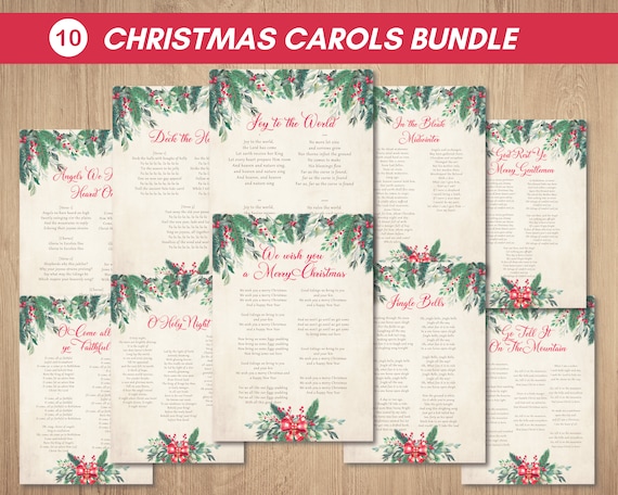 Christmas Carols Bundle I 10 Christmas Songs Songbook Decor - Etsy