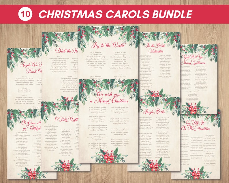 Christmas Carols Bundle I 10 Christmas Songs - Songbook, Decor - Etsy