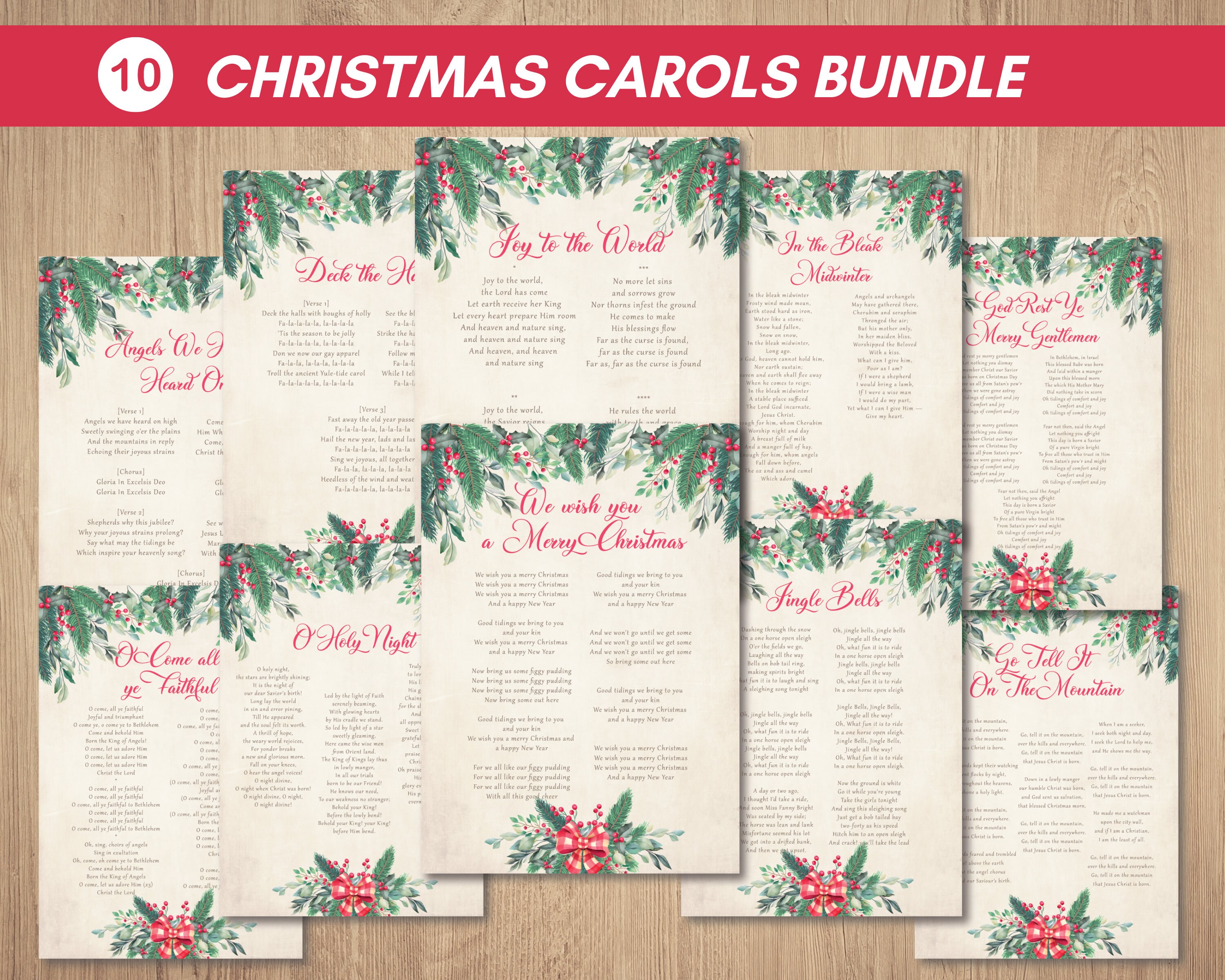 Christmas Carols Bundle I 10 Christmas Songs - Songbook, Decor - Etsy