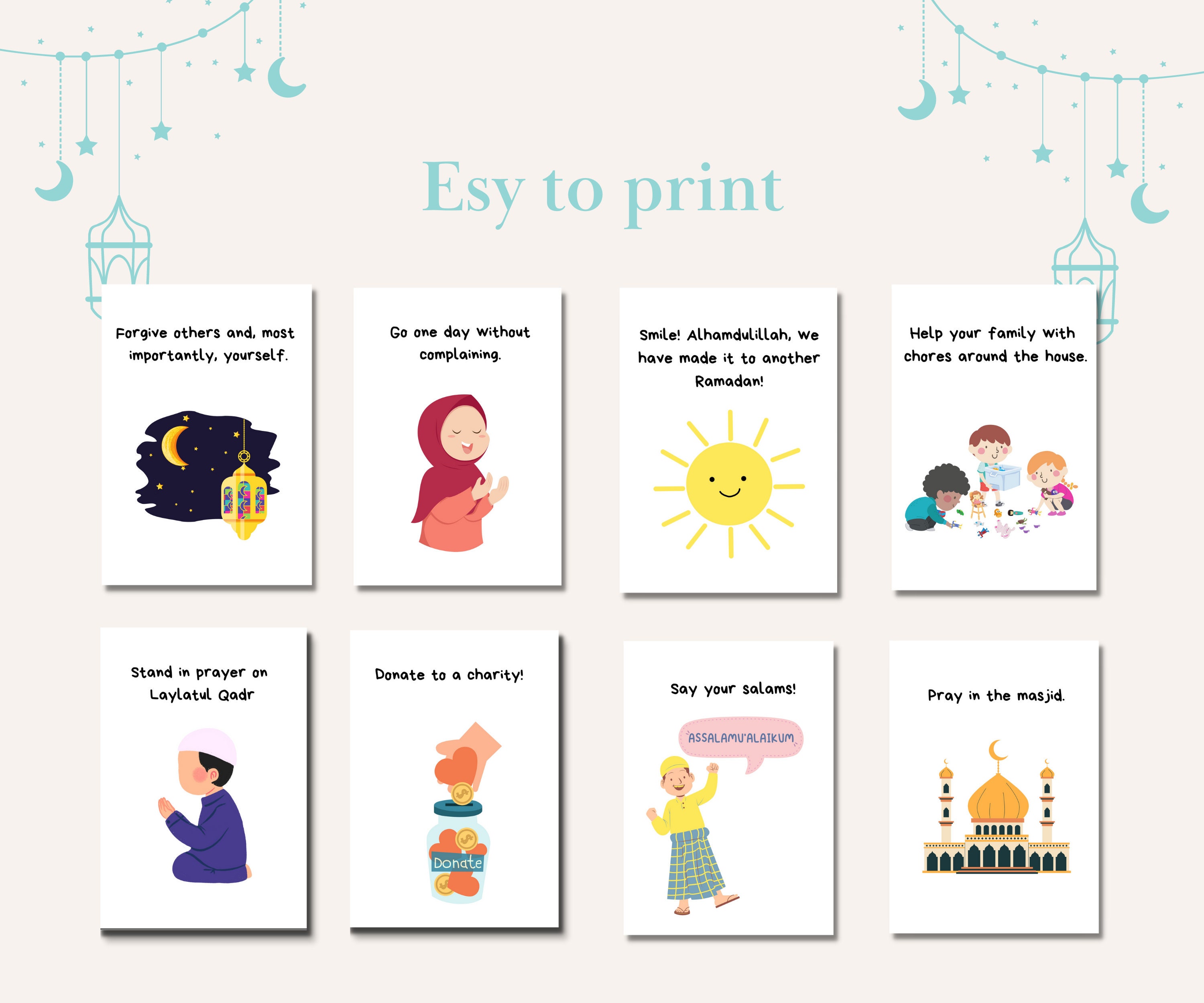Ramadan Good Deeds Card, Ramadan 30 to Do List, Digital File - Etsy