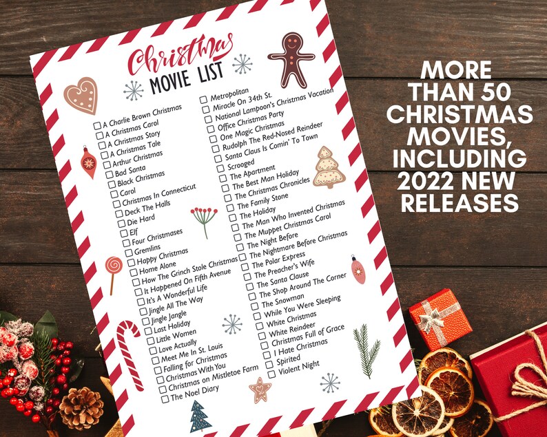 Christmas Movie List - 50 Christmas Movies Bucket List - INSTANT ...