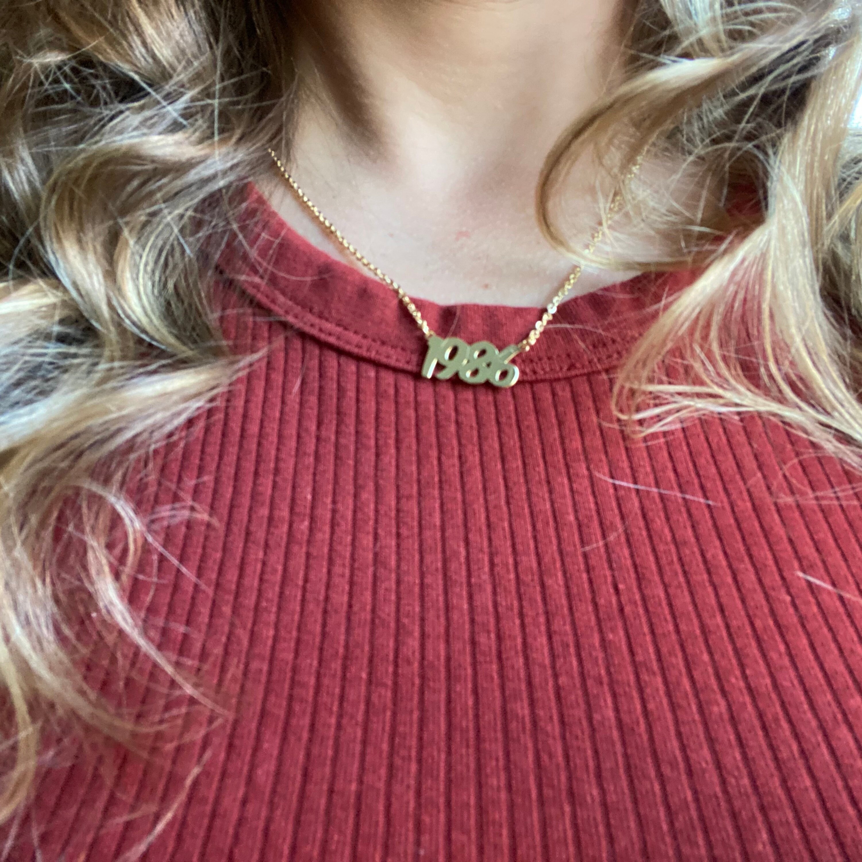 Gold Custom Year Necklace Personalized Gold Jewelry for Her - Etsy