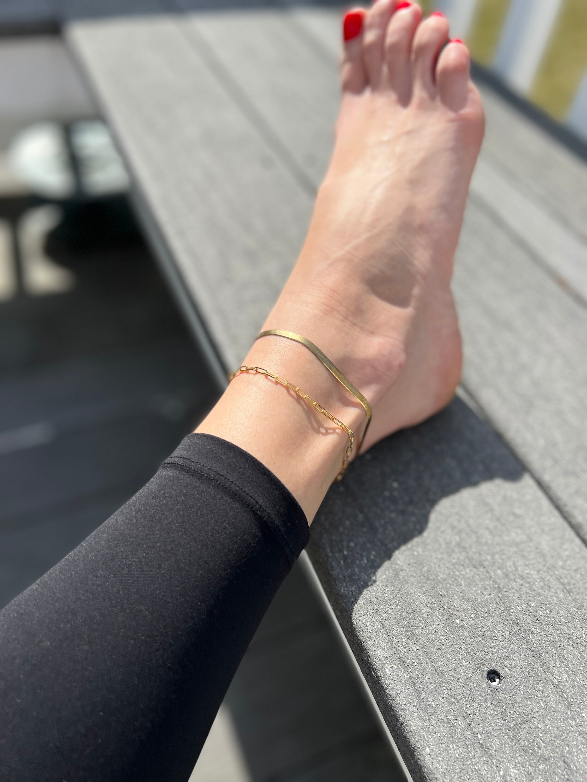 Gold Herringbone and Paperclip Ankle Chain, Jewelry Sets for Women ...