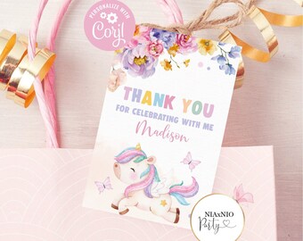 Magical Unicorn Favor Tag Unicorn Party Thank You Tag Birthday Unicorn ...