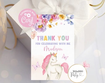 Magical Unicorn Favor Tag Unicorn Party Thank You Tag Birthday Unicorn ...