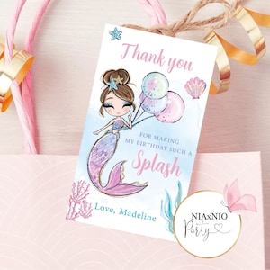 Editable Mermaid Birthday Favor Tag Mermaid Gift Tag Whimsical Mermaid ...