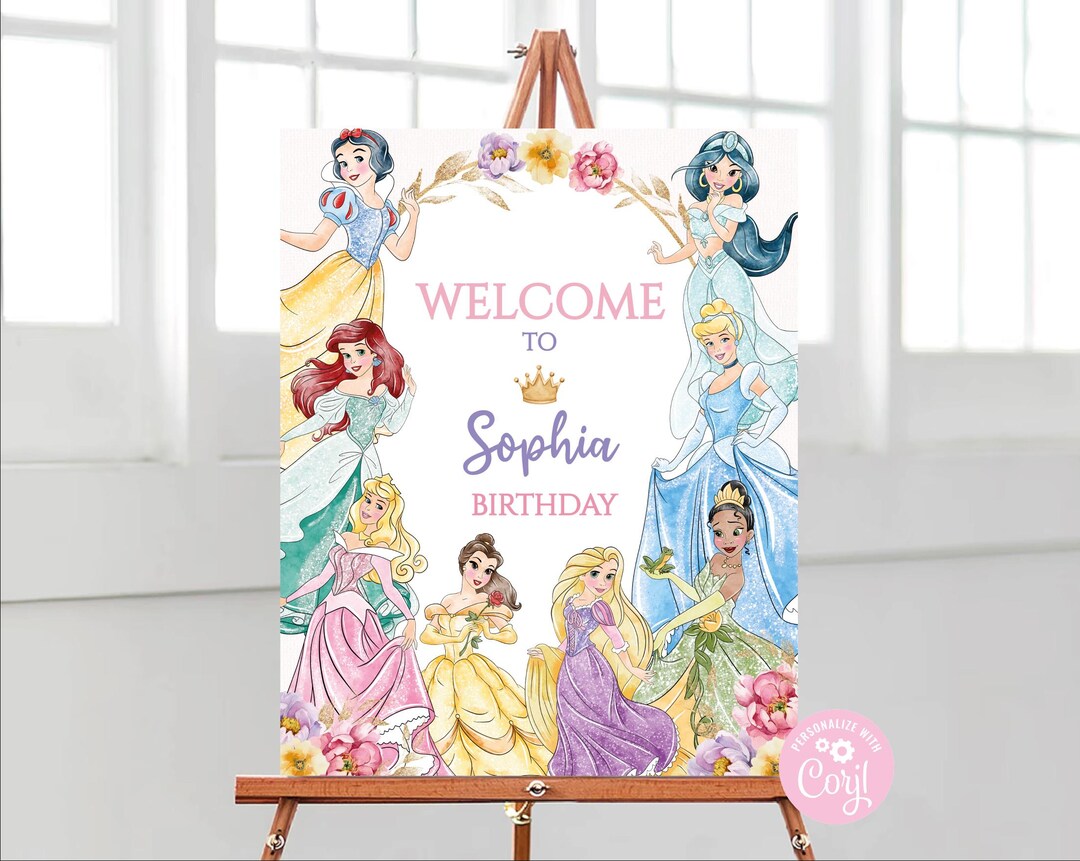Editable Princess Birthday Party Welcome Sign Magical Princess Birthday ...