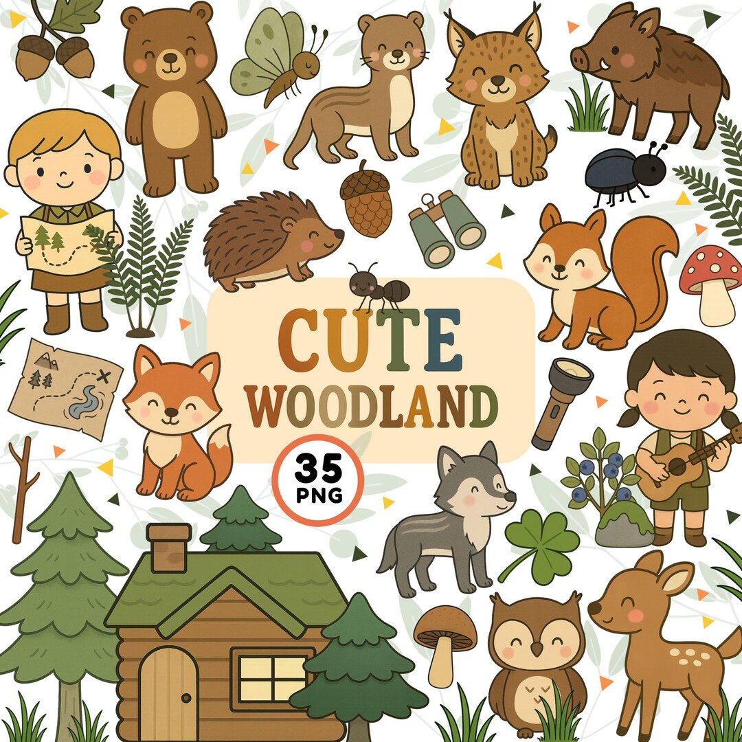 BIG BUNDLE Woodland Animals Clipart Bundle: Watercolor Forest PNG Set ...