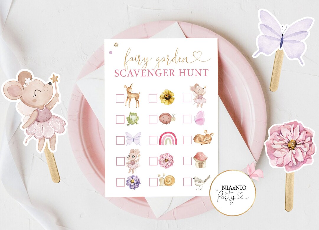 GAME FAIRY Birthday PARTY Scavenger Hunt Woodland Fairy Garden ...