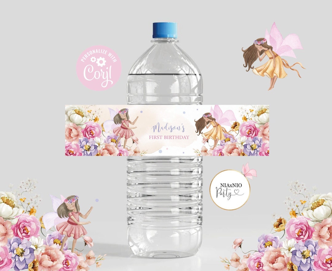 Editable Fairy Water Bottle Labels Fairy Birthday Party Girl Fairy ...