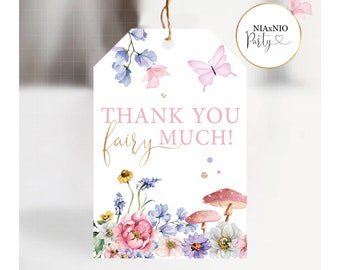 Editable Fairy Favor Tags Enchanted Forest Birthday Thank You Tags ...