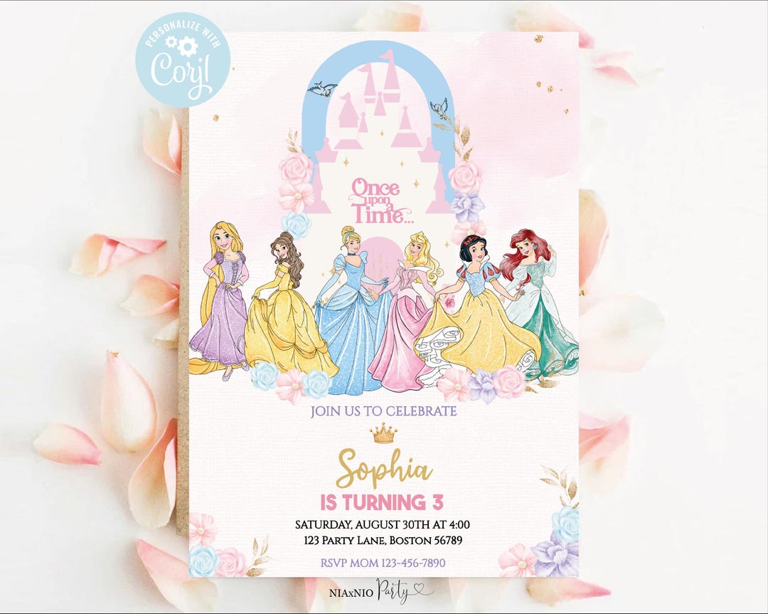EDITABLE Template Princess Birthday Invitation Princess Birthday ...