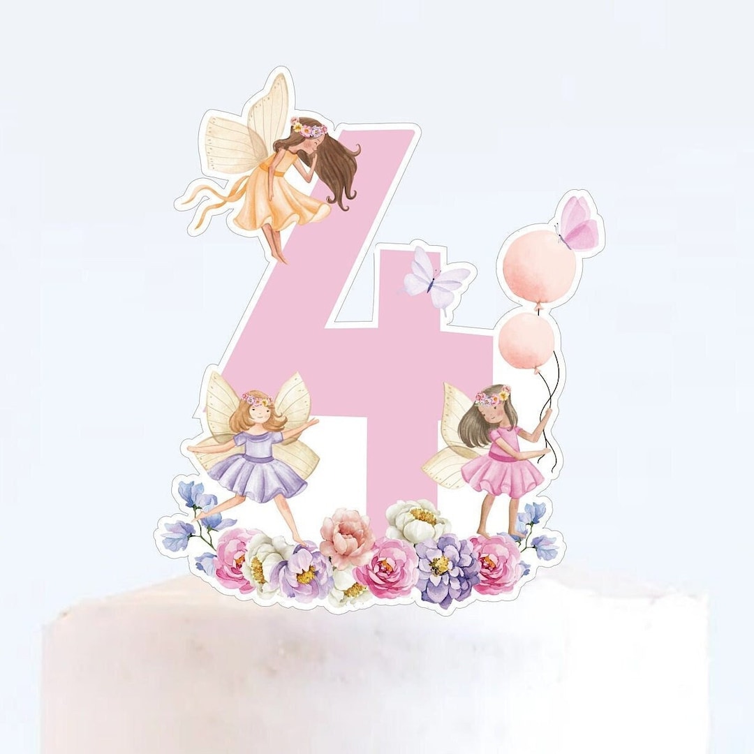 FOUR FAIRY TOPPER Birthday Cake Enchanted Forest Girl Birthday Party ...