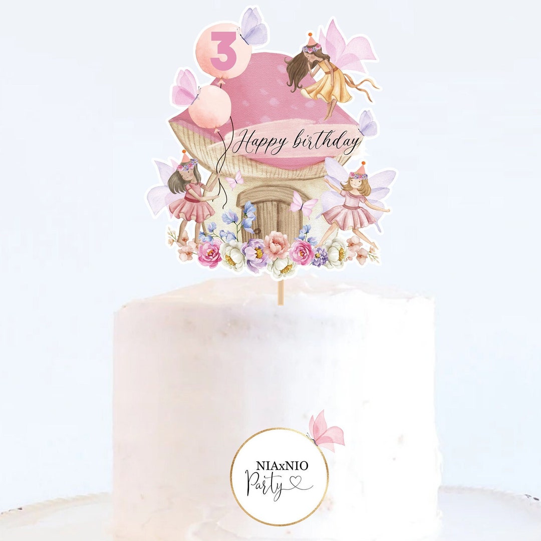 THREE TOPPER FAIRY Birthday Cake Topper Enchanted Forest Girl Birthday ...