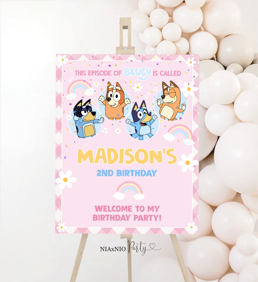 Editable Bluey Welcome Sign for Girl Blue Dog Birthday Sign Bluey ...