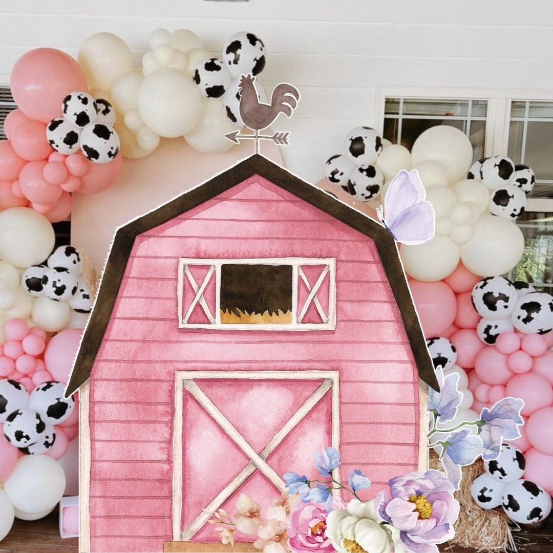 Pink Farmhouse Cutout: Barnyard Animals Party Decor (digital Download ...