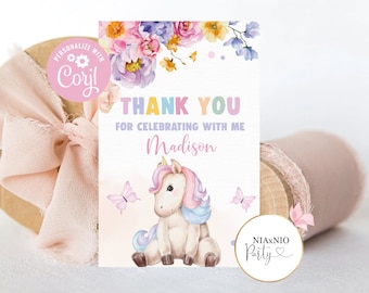 Editable Unicorn Favor Tags Magical Birthday Thank You Tags Label ...