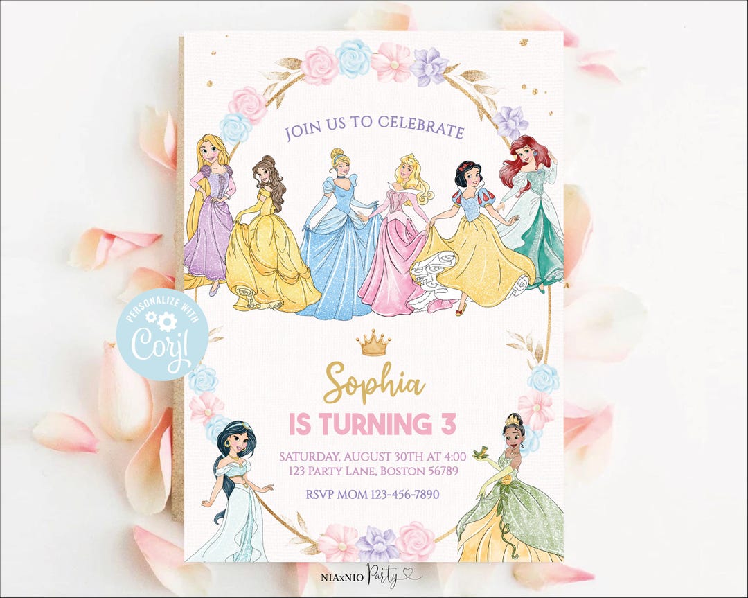 EDITABLE Template Princess Birthday Invitation Princess Birthday ...