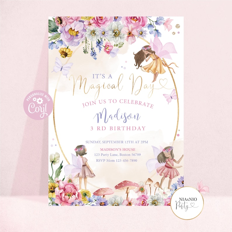 Editable Fairy Birthday Invitation Fairy Garden Birthday Fairy - Etsy