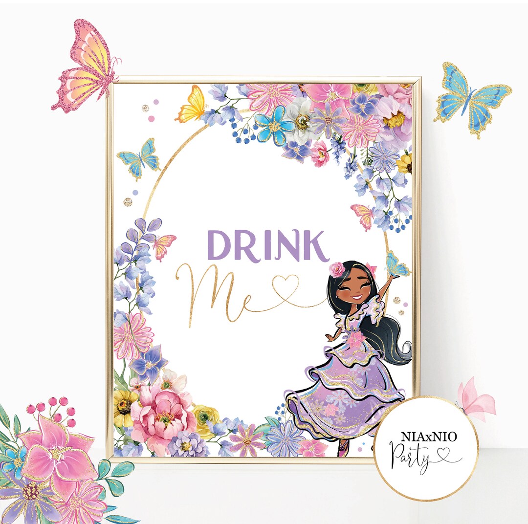 LA FAMILIA Drink Me Sign Birthday Sign Gifts Table Decor Magical Garden ...