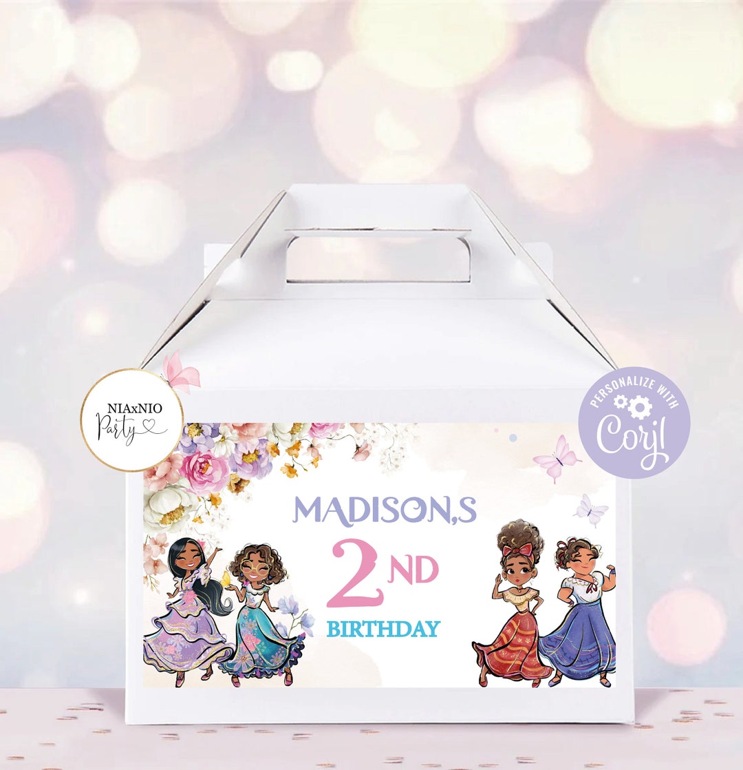 LA FAMILIA Editable Gable Gift Box Label Birthday Girl Favor Box Label ...