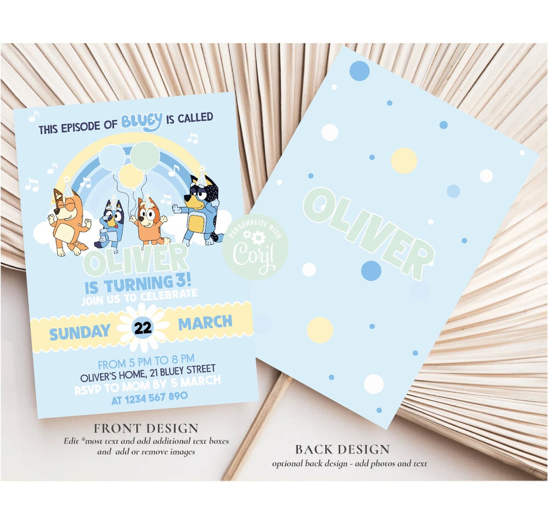 Boy Blue Party Birthday Invitation Template Party Invitation Digital ...