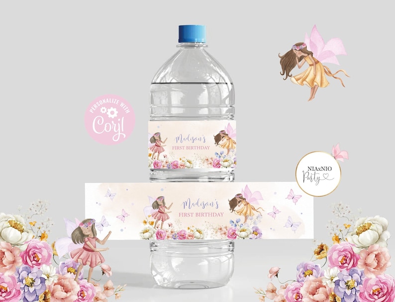 Editable Fairy Water Bottle Labels Fairy Birthday Party Girl - Etsy