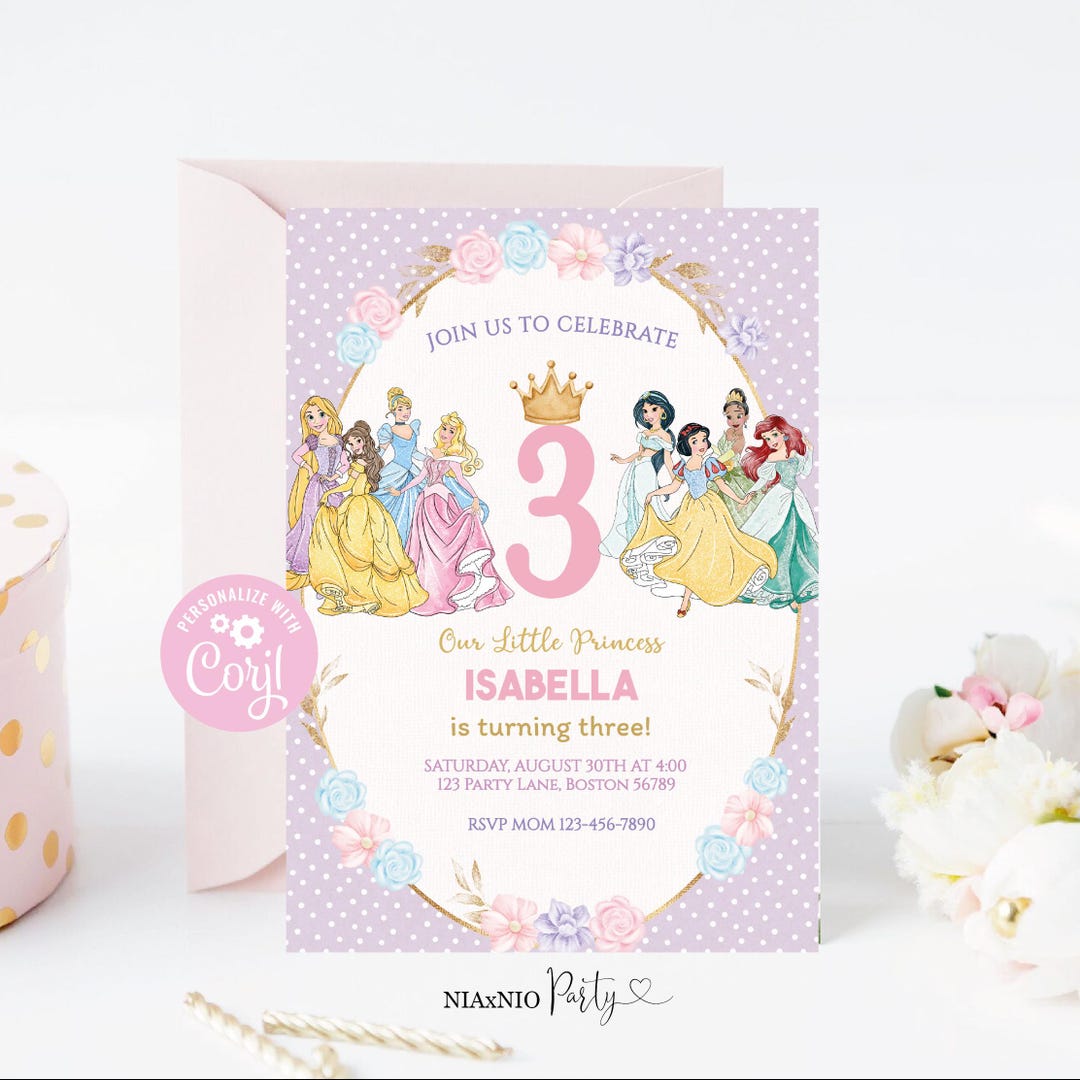 Editable Princess Birthday Invitation: Digital Template (PRINC1) - Etsy